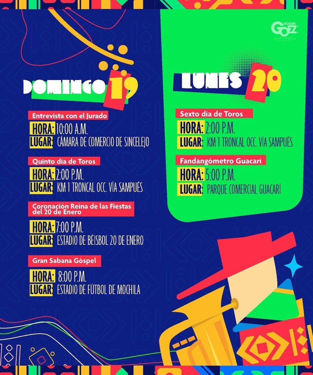 Programación Oficial Fiestas del 20 de Enero Sincelejo 2025 🔥 - La Guía ...